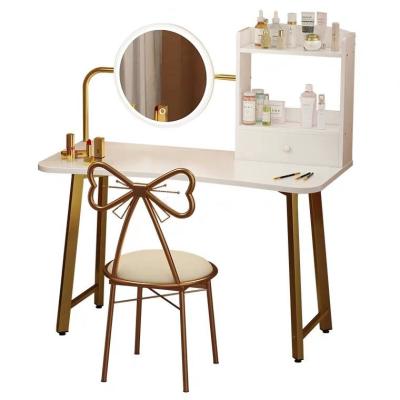 China Modern Mirrored Furniture Bedroom Set Melamine Finish Makeup Vanity Table with LED Lights 120cm for sale