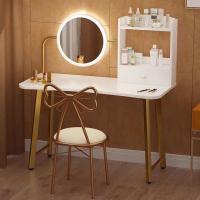 China Modern Mirrored Furniture Bedroom Set Melamine Finish Makeup Vanity Table with LED Lights 120cm for sale