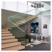 China Solid Wood Floating Staircase , Timber Steps Indoor Wood Stairs for sale
