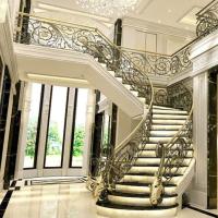 China 12mm Tempered Glass Wrought Iron Wooden Curved Staircase for Iron Balustrade for sale