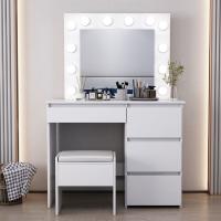 China White Furniture Makeup Vanity Table with Mirror 120cm Dressing Desk for sale