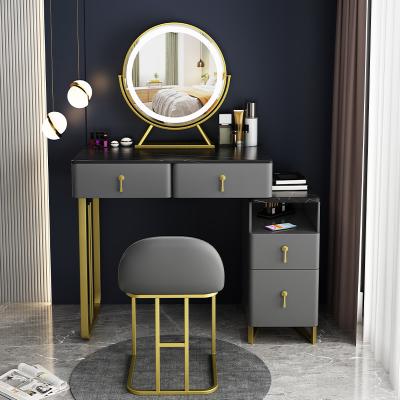 China Bedroom Makeup Vanity Set with Mirror Storage Table 120cm Rock Plate for sale
