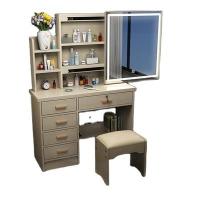 China White LED Dressing Table with Push-Pull Mirror 120cm Makeup Desk for Bedroom for sale