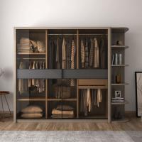 China Modern Sliding Door Wardrobe Closet 180cm Wide Wooden Cupboard with Hanging Rod for sale