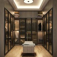 China Modern Glass Door Walk In Closet Wardrobe with Wood Frame Custom Size 1800mm for sale