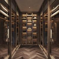 China Modern Glass Door Walk In Closet Wardrobe with Wood Frame Custom Size 1800mm for sale