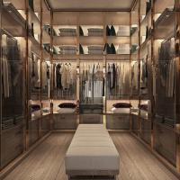 China Modern Glass Door Walk In Closet Wardrobe with Wood Frame Custom Size 1800mm for sale