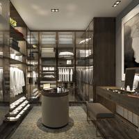 China Modern Glass Door Walk In Closet Wardrobe with Wood Frame Custom Size 1800mm for sale