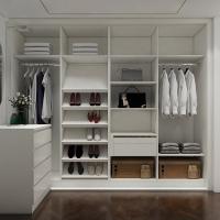 China Modern Solid Teak Wood Wardrobe High Gloss Walk In Closet Custom 2400mm for sale
