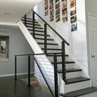 China Modern Stairs Matte Black Cable Railing Balustrade Design For Steps for sale