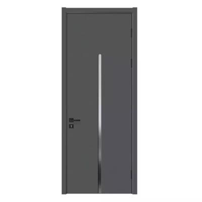 China Frosted Glass Bathroom Wood Door 45mm Waterproof Interior Modern Wooden Door Custom Size for sale