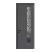 China Frosted Glass Bathroom Wood Door 45mm Waterproof Interior Modern Wooden Door Custom Size for sale