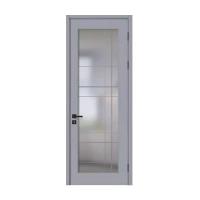 China Frosted Glass Bathroom Wood Door 45mm Waterproof Interior Modern Wooden Door Custom Size for sale