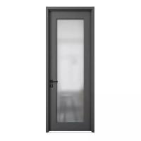 China Frosted Glass Bathroom Wood Door 45mm Waterproof Interior Modern Wooden Door Custom Size for sale