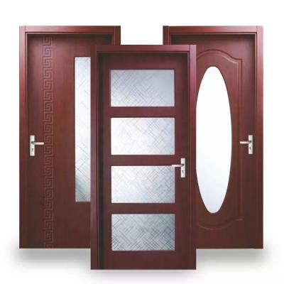 China Sound Insulation Modern Interior Glass Wood Door 45mm Plywood MDF Custom Size 2050x900mm for sale