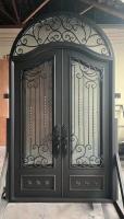 China Modern Arch Garden Steel Door 100mm Thick Wrought Iron Villa Gate Custom Color for sale