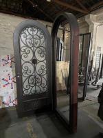 China Modern Arch Garden Steel Door 100mm Thick Wrought Iron Villa Gate Custom Color for sale