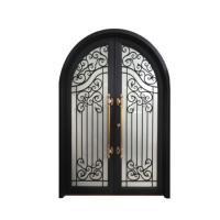 China Modern Arch Garden Steel Door 100mm Thick Wrought Iron Villa Gate Custom Color for sale
