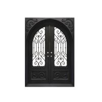 China Modern Arch Garden Steel Door 100mm Thick Wrought Iron Villa Gate Custom Color for sale