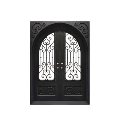 China Modern Arch Garden Steel Door 100mm Thick Wrought Iron Villa Gate Custom Color for sale