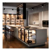 China Modern Quartz Teak Kitchen Cabinet with Lacquer Finish Custom I Shape 1200mm for sale