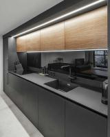 China Modern Quartz Teak Kitchen Cabinet with Lacquer Finish Custom I Shape 1200mm for sale
