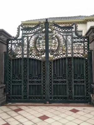 China Custom Wrought Iron Main Gate Security Door Fencing 2 Panel Design for Villa for sale