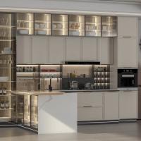China Luxury Style Stainless Steel Ready Made Kitchen Cabinets Minimalist Style for sale