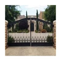 China Customized Wrought Iron Main Gate New Design Entrance Door Powder Coated 5 Year Warranty for sale