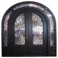 China Customized Wrought Iron Main Gate New Design Entrance Door Powder Coated 5 Year Warranty for sale