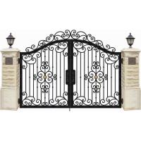 China Custom Wrought Iron Double Door Gate 2000mm Height Powder Coated Main Entrance Design for sale
