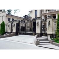 China Custom Wrought Iron Double Door Gate 2000mm Height Powder Coated Main Entrance Design for sale