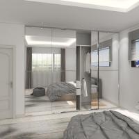 China Modern Double Door Sliding Mirror Wardrobe Custom Closet Furniture 1800mm for sale