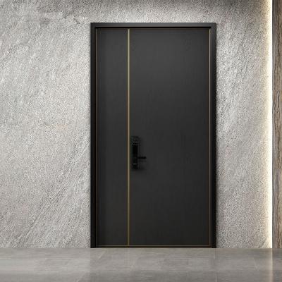 China MDF Carcass Security Steel Door Wood Armored Exterior Front Door 900x2100mm for sale