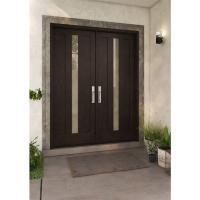 China Modern Steel Security Entrance Door Custom Size Tempered Glass Options for sale