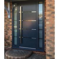 China Modern Steel Security Entrance Door Custom Size Tempered Glass Options for sale