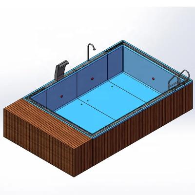 China Fiberglass Prefab Shipping Container Swimming Pool 20FT 40FT Custom Color UPVC Window for sale