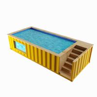 China Customized 20ft 40ft Steel Container Swimming Pool with Wave Water Jet and LED Light for sale
