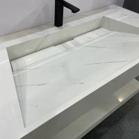 China Italian Design Double Wash Basin Sink White Solid Surface 0.04% Water Absorption for sale