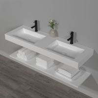 China Italian Design Double Wash Basin Sink White Solid Surface 0.04% Water Absorption for sale