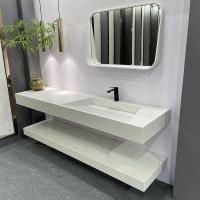 China Italian Design Double Wash Basin Sink White Solid Surface 0.04% Water Absorption for sale