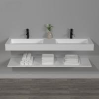 China Italian Design Double Wash Basin Sink White Solid Surface 0.04% Water Absorption for sale
