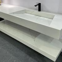 China Italian Design Double Wash Basin Sink White Solid Surface 0.04% Water Absorption for sale