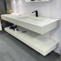 China Italian Design Double Wash Basin Sink White Solid Surface 0.04% Water Absorption for sale