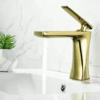 China Single Handle Basin Mixer Faucet Copper Chrome Gold Finish Hot Cold Water Bathroom Sink Tap for sale