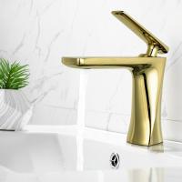 China Single Handle Basin Mixer Faucet Copper Chrome Gold Finish Hot Cold Water Bathroom Sink Tap for sale