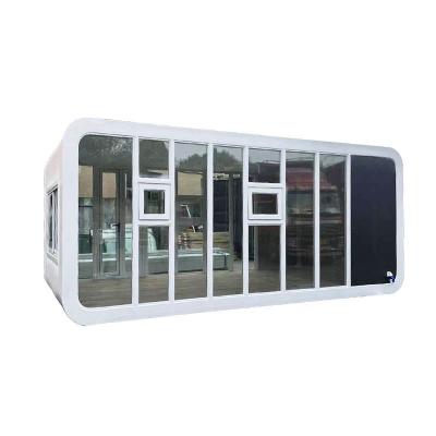 China Luxury White Space Capsule Steel Prefab Home Apple Cabin Container House for Camping Custom Size for sale