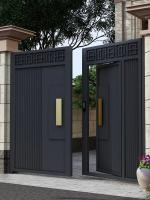 China Black Entrance Double Stainless Steel Door Wrought Iron Design Main Gate 1400mm for sale
