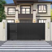China Black Entrance Double Stainless Steel Door Wrought Iron Design Main Gate 1400mm for sale
