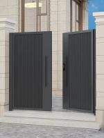 China Black Entrance Double Stainless Steel Door Wrought Iron Design Main Gate 1400mm for sale